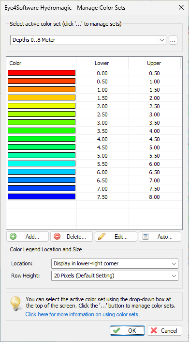Depth colors and legend - Eye4Software Hydromagic - hydrographic survey ...